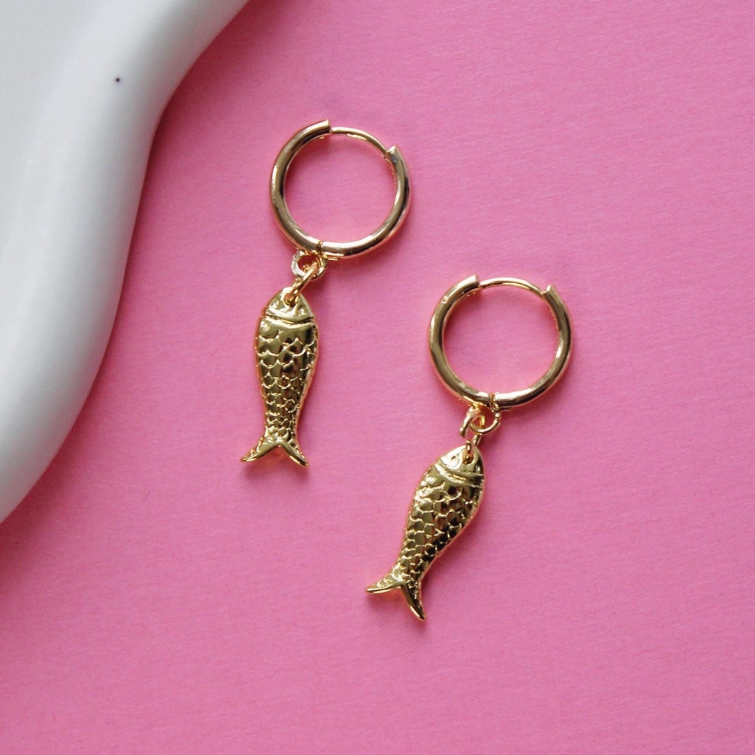 Fish Earrings Sardine Earrings Gold Fish Earrings Sardines Earrings ...