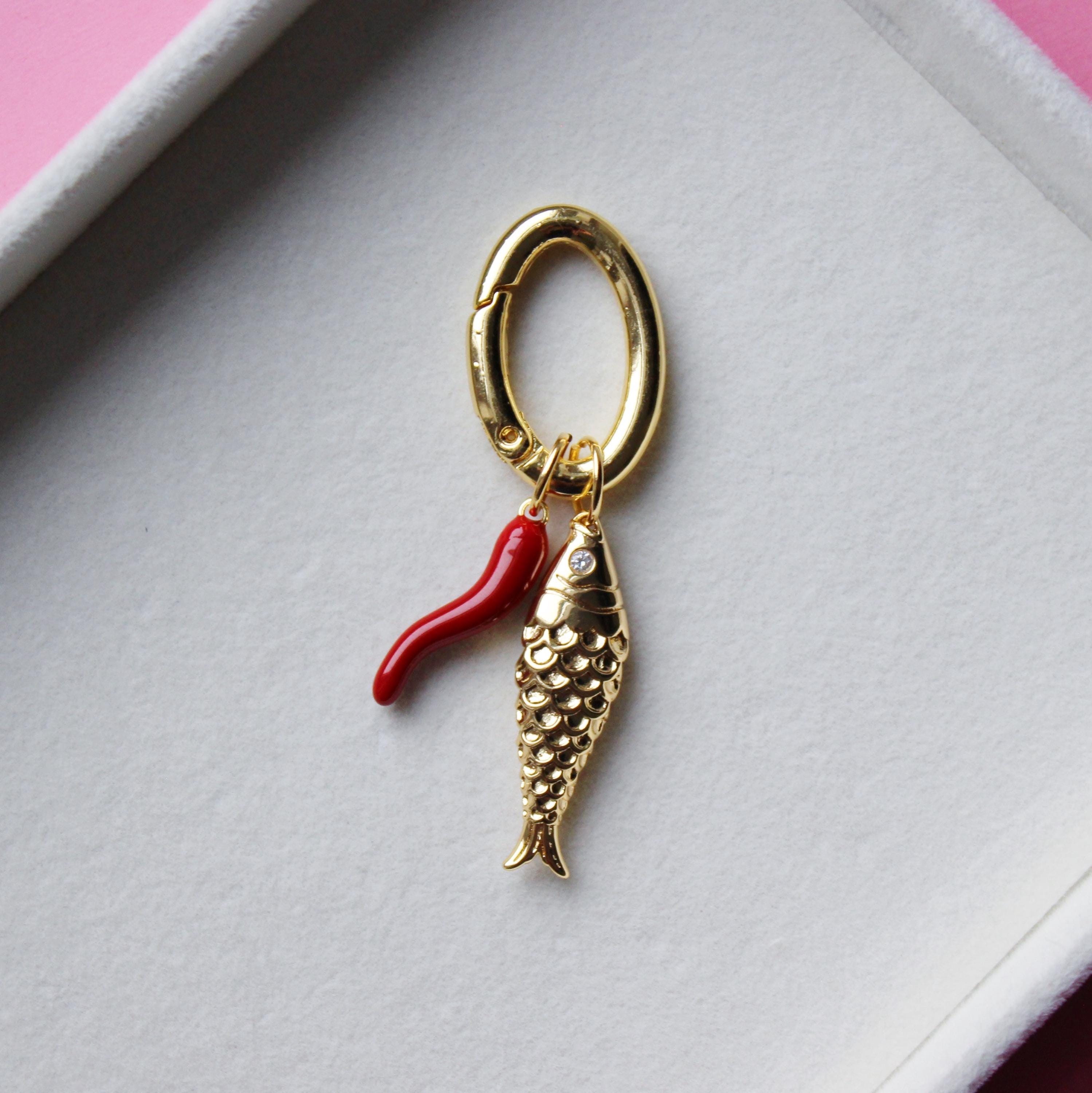 Fish Bag Charm - Sardine Bag Charm Sardine Pendant Gold Fish Charm ...
