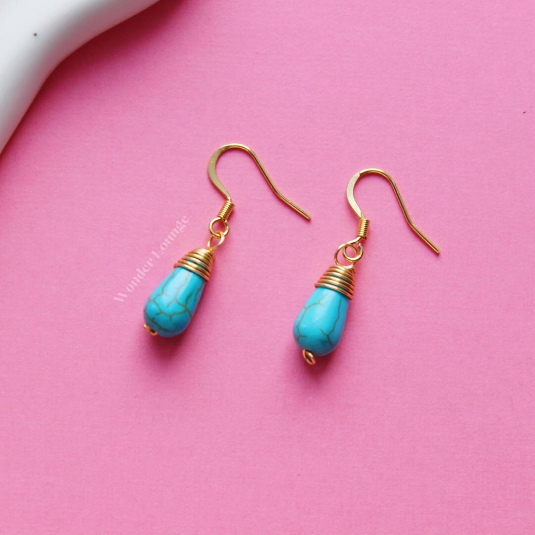 Turquoise Earrings - Tiny Turquoise Earrings Small Turquoise Earrings ...