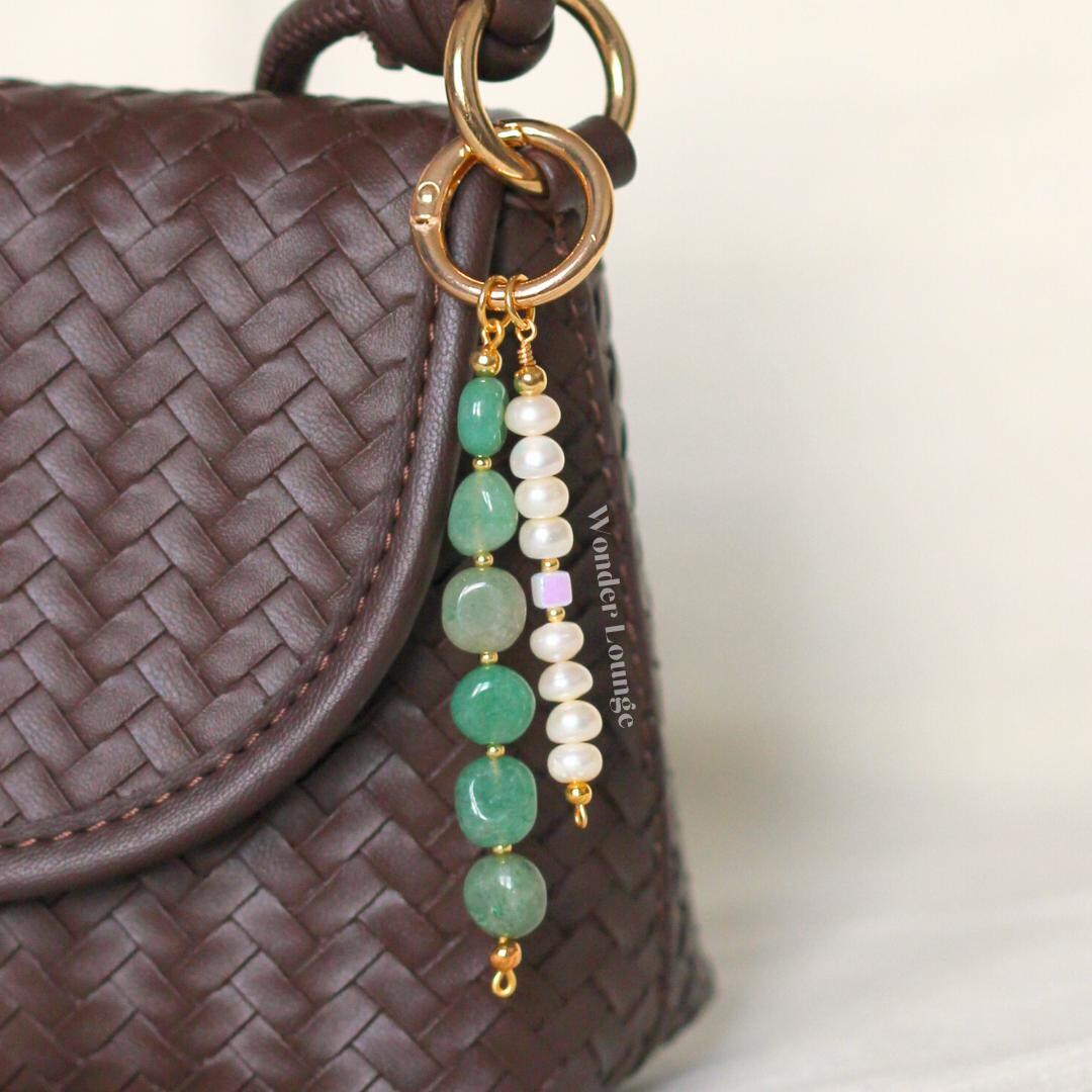 Pearl Bag Charm - Aventurine Keychain Keshi Pearl Bag Charm Baroque ...