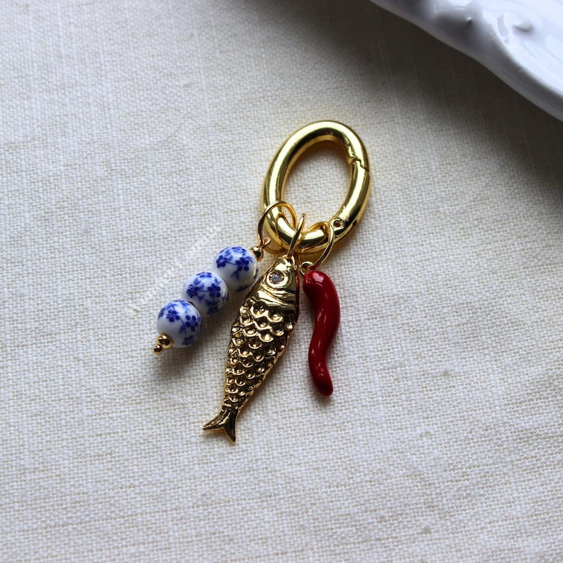 Fish Bag Charm - Sardine Bag Charm Sardine Pendant Gold Fish Charm ...