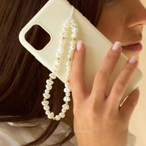 Pearl Phone Strap - Bead Phone Strap Beaded Phone Strap Custom Phone ...