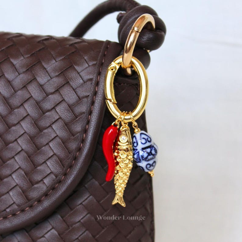 Fish Bag Charm - Sardine Bag Charm Sardine Pendant Gold Fish Charm ...