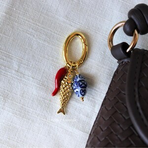 Fish Bag Charm - Sardine Bag Charm Sardine Pendant Gold Fish Charm ...