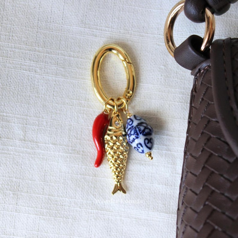 Fish Bag Charm - Sardine Bag Charm Sardine Pendant Gold Fish Charm ...