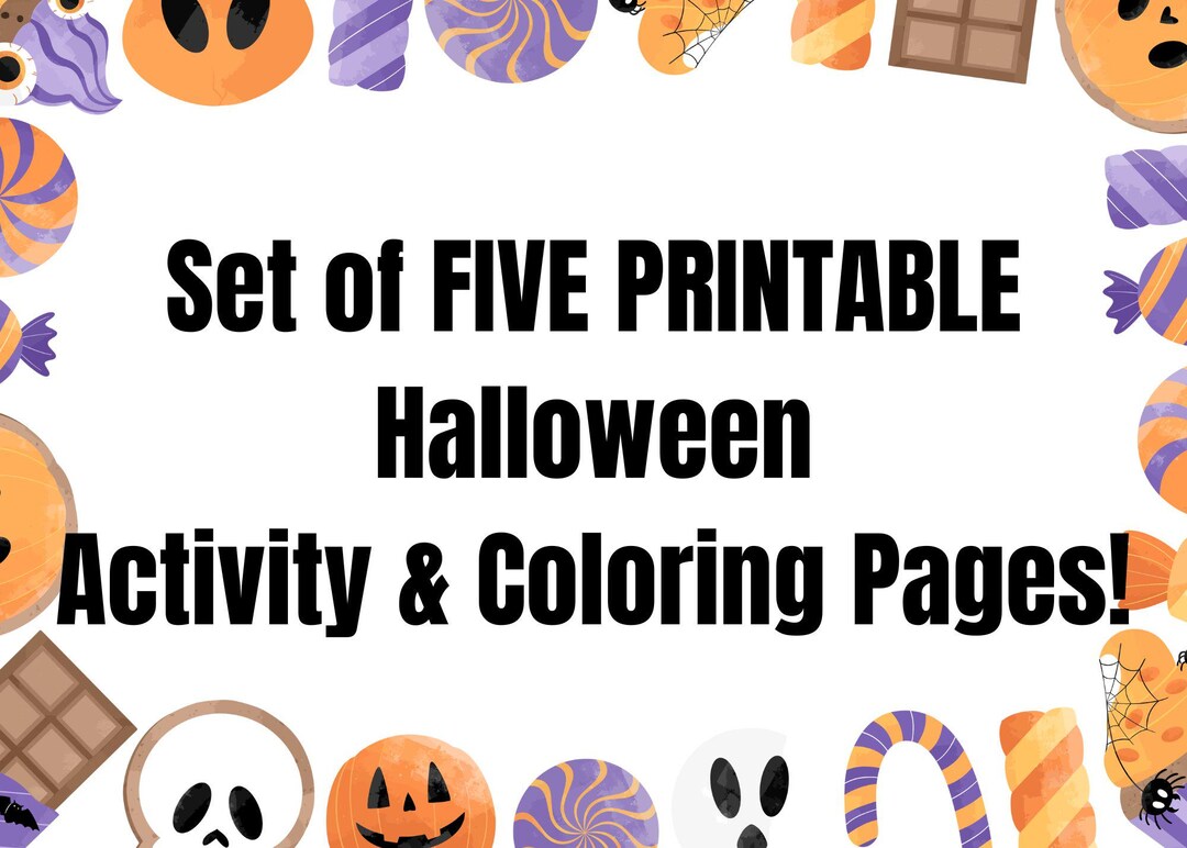 Halloween Activity and Coloring Pages for Kids and Toddlers 5 Separate ...