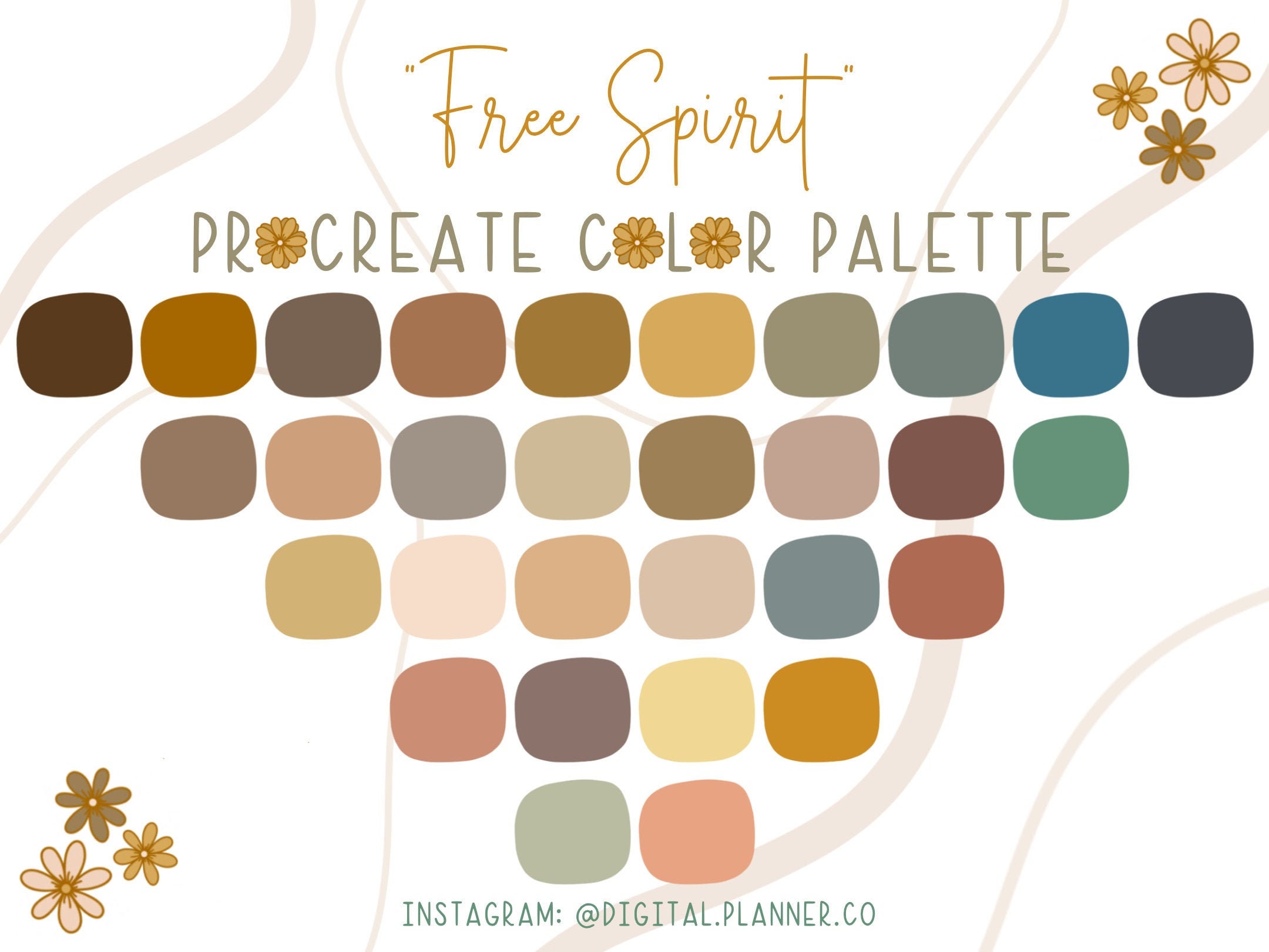 Procreate Color Palette Free Spirit Boho Earthy Neutral Etsy