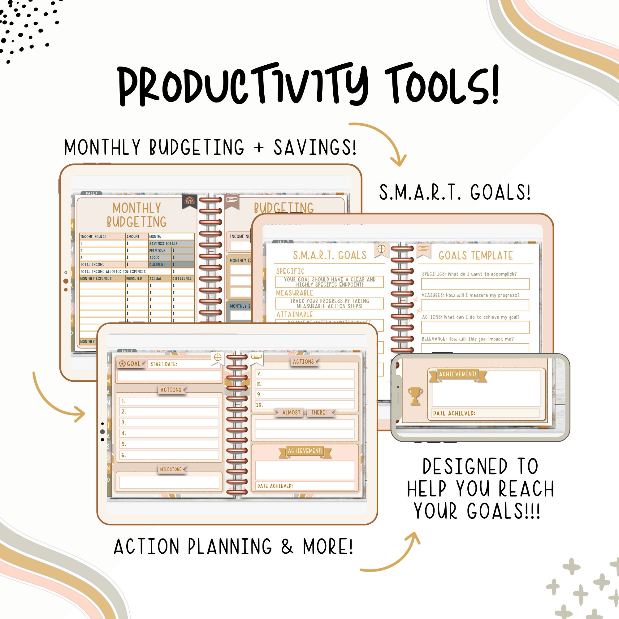 DIGITAL LIFE PLANNER Undated Sunday & Monday-start Calendars Goodnotes ...