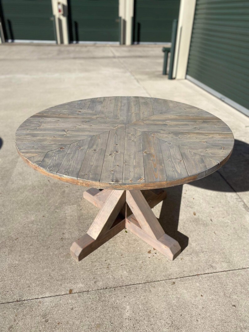 Rustic Herringbone Round Tables: Custom Made - Etsy