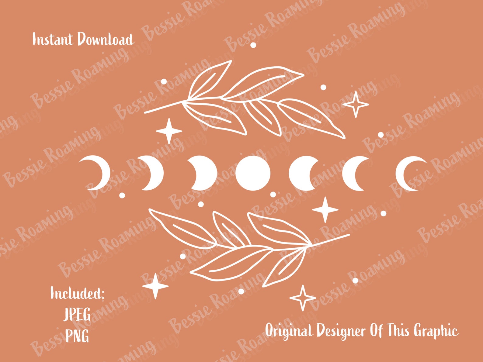 Boho Moon Phase Png Sublimation Png Designs Wildflower Png - Etsy
