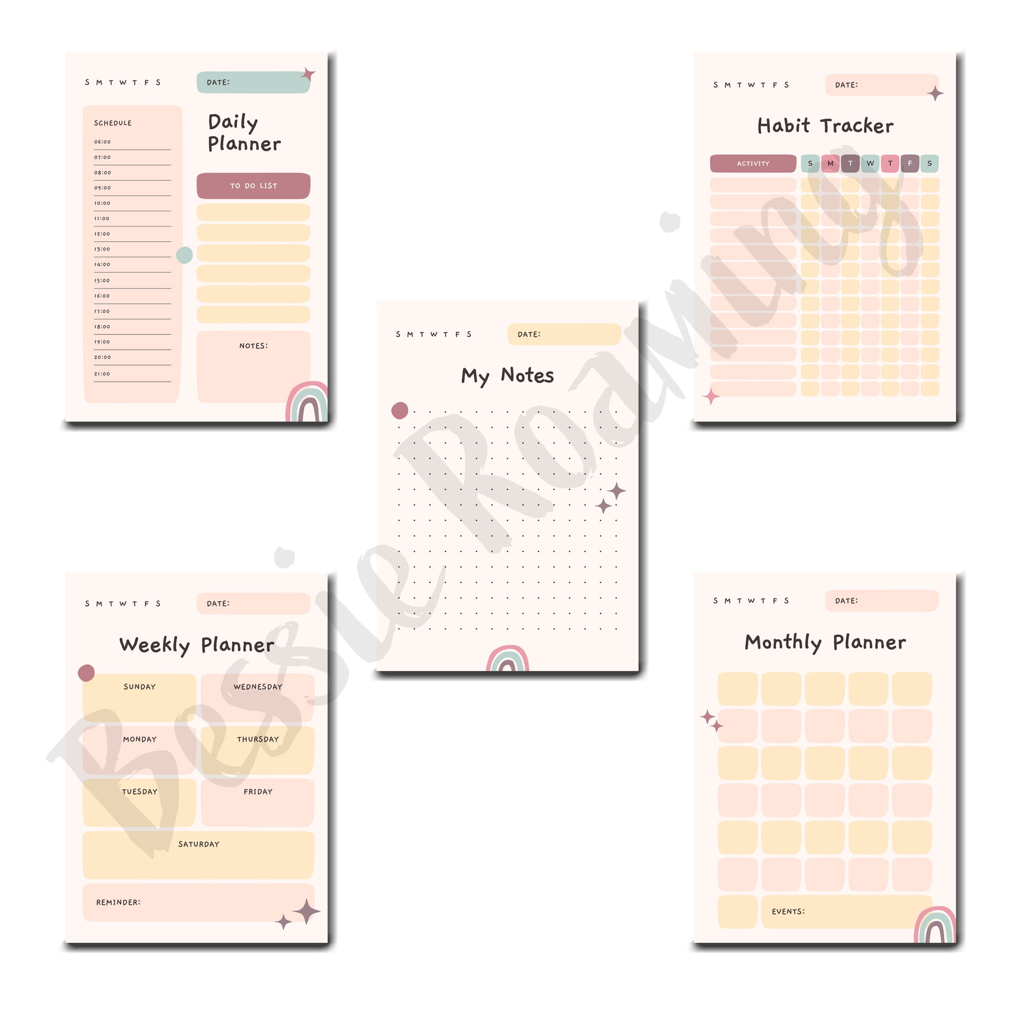 Boho Daily Weekly Monthly Planner Printable - Etsy