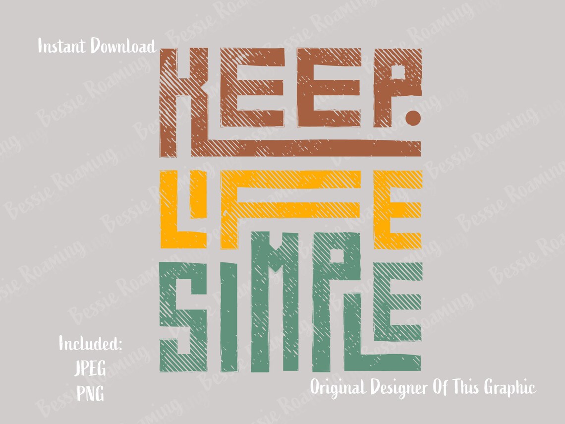 Keep Life Simple PNG - Retro Boho Sublimation Design (digital Download ...
