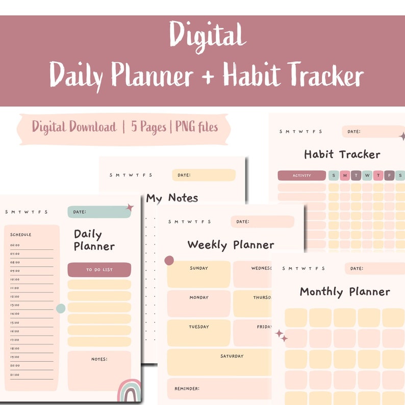 Boho Daily Weekly Monthly Planner Printable - Etsy