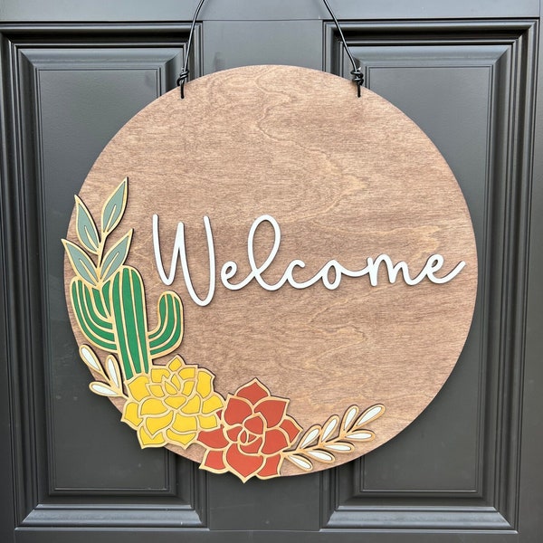 Cactus Round Sign Svg - Etsy