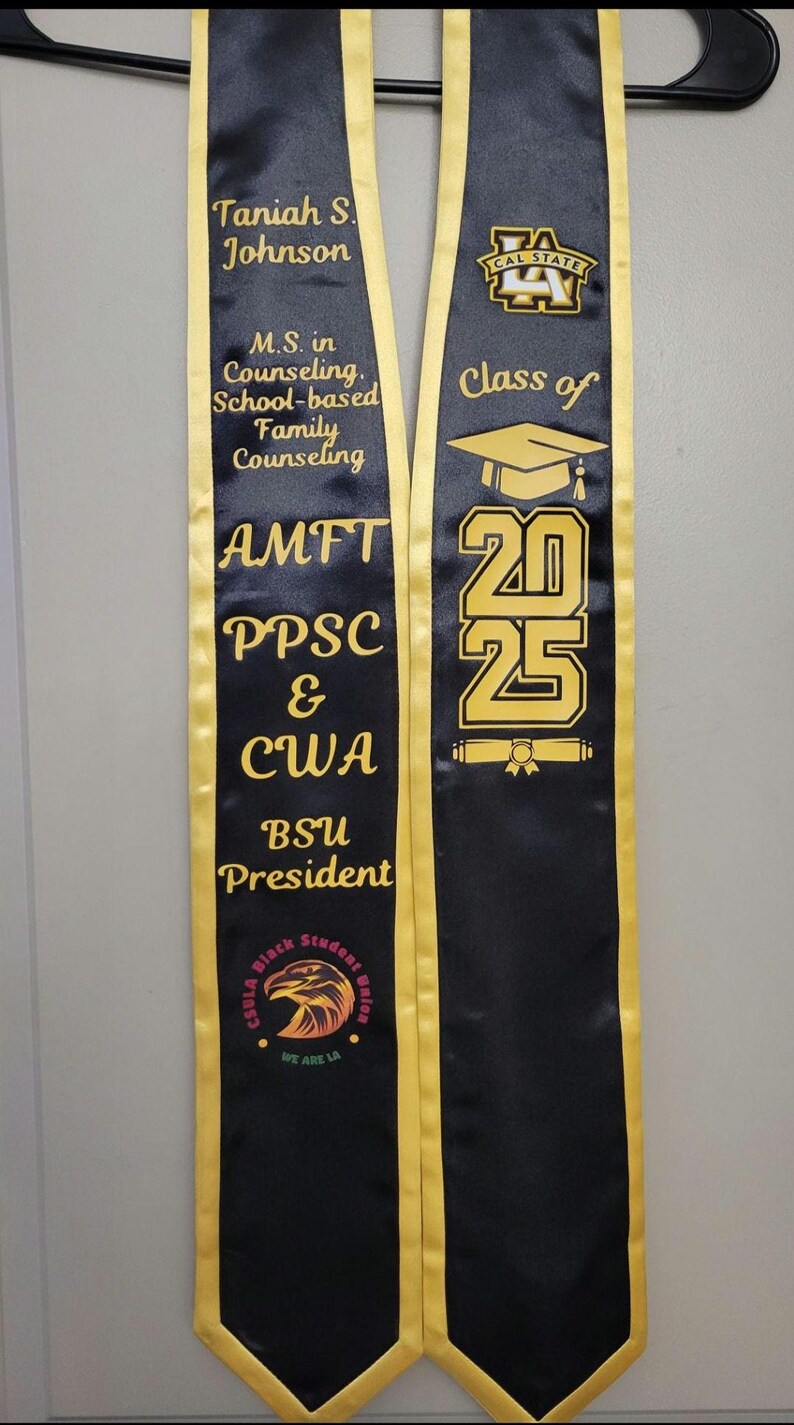 Pre-designed Graduation Stole With Satin Trim - Etsy