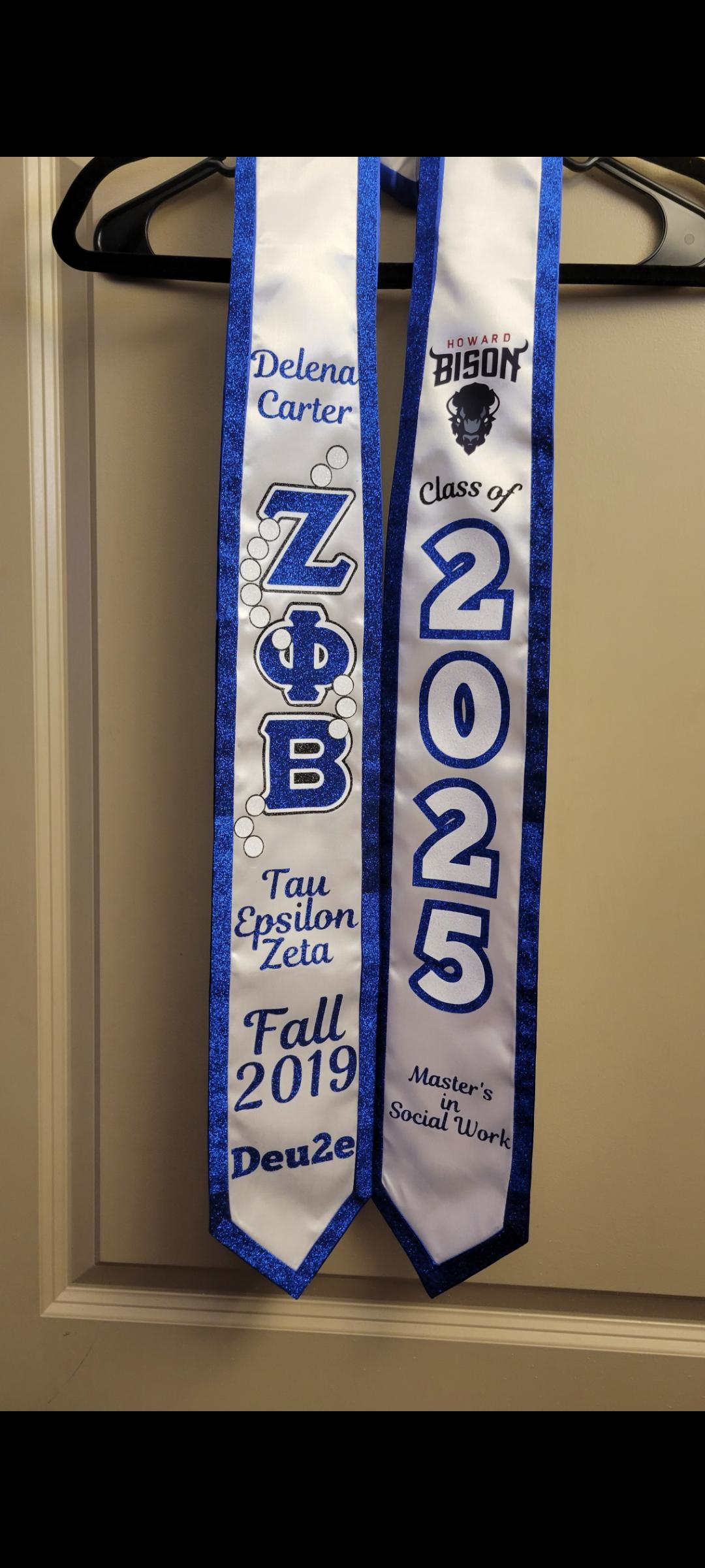 Zeta Graduation Stole: Glitter or Plain Vinyl, Pre-design - Etsy