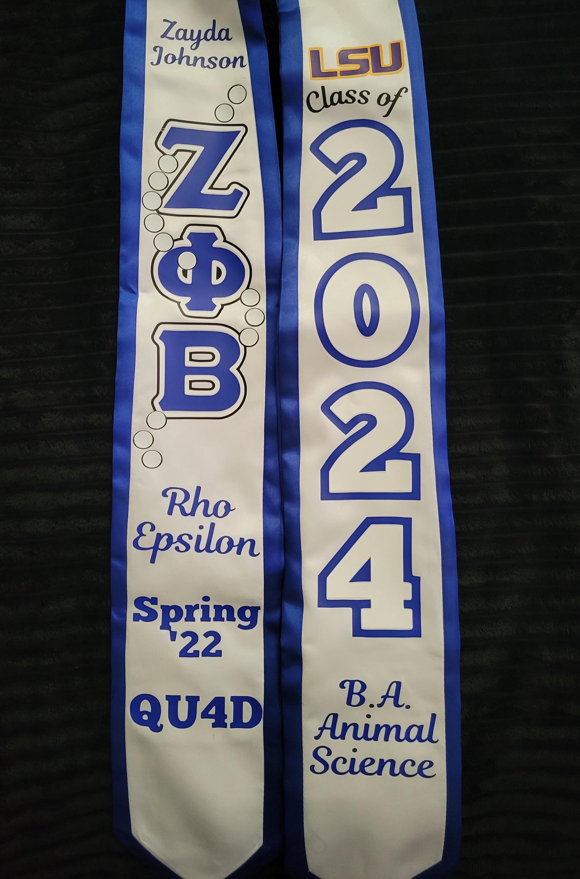 Zeta Graduation Stole: Glitter or Plain Vinyl, Pre-design - Etsy