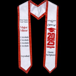 Pre-designed Graduation Stole With Satin Trim - Etsy