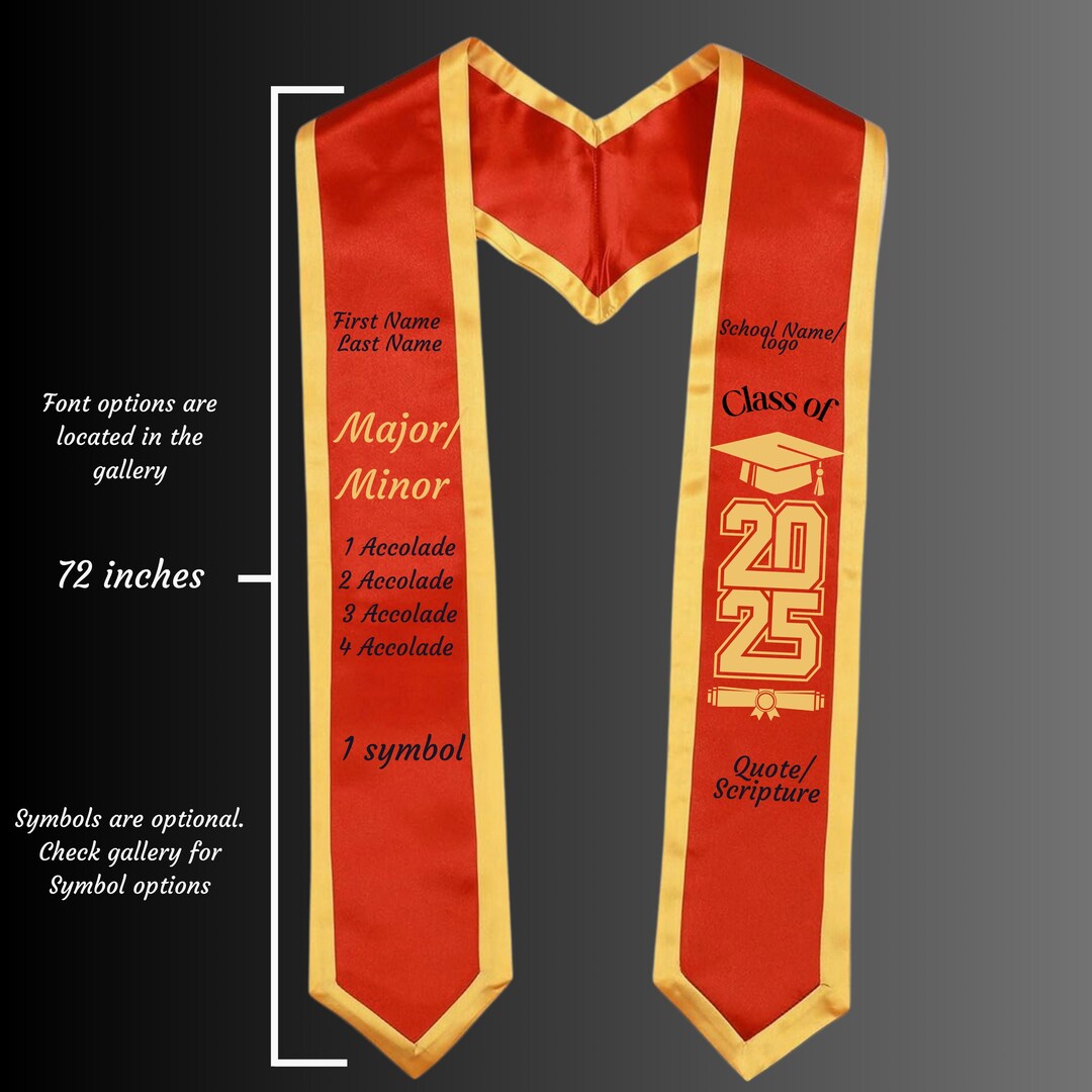 Pre-design College Graduation Satin Trim Stole/graduation Stole ...