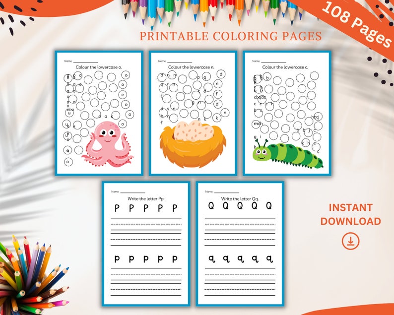 Animal Alphabet Coloring Book, Alphabet Animals Coloring Sheets, Abc ...