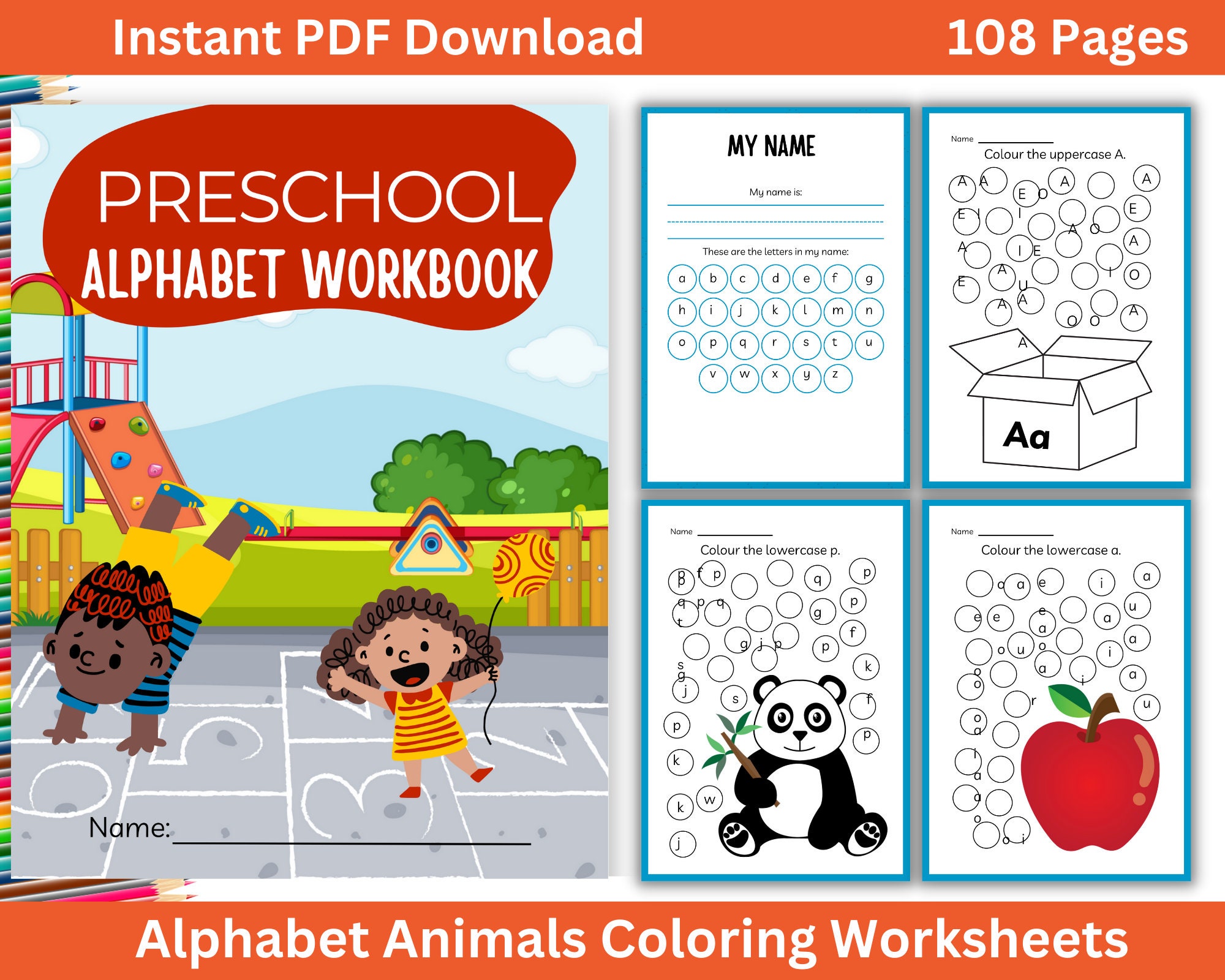 Animal Alphabet Coloring Book, Alphabet Animals Coloring Sheets, Abc ...