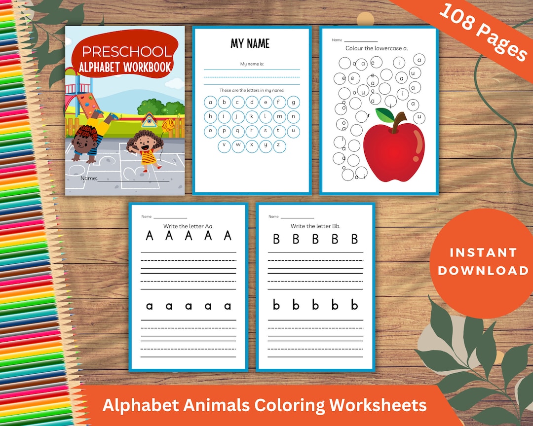 Animal Alphabet Coloring Book, Alphabet Animals Coloring Sheets, Abc ...