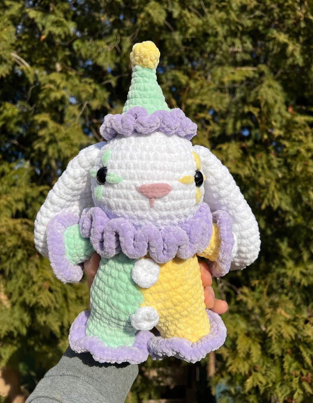 Bunny in Jester Outfit Medium Size Plushie Cone Hat Jester Bunny Super ...