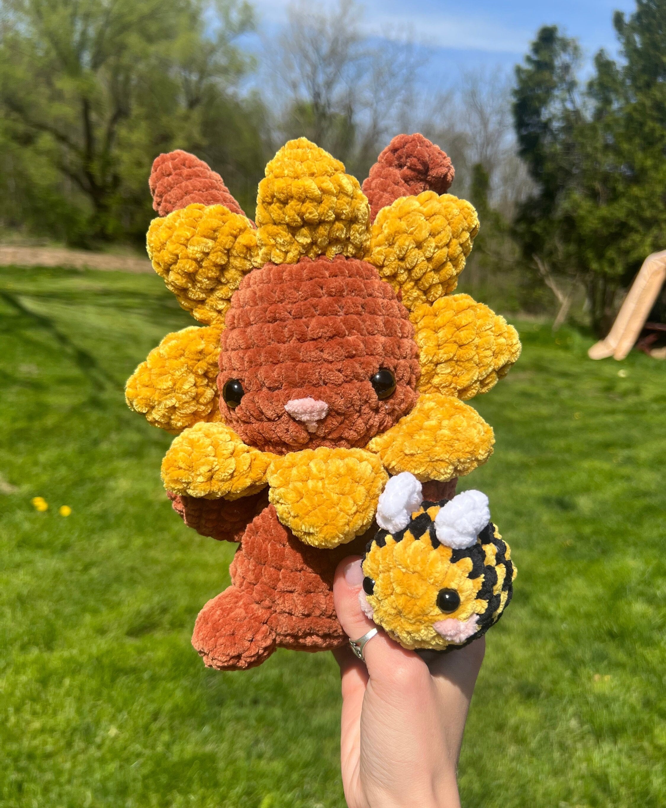 Sunflower Bunny Plushie Medium Size Super Soft Crochet Bunny - Etsy