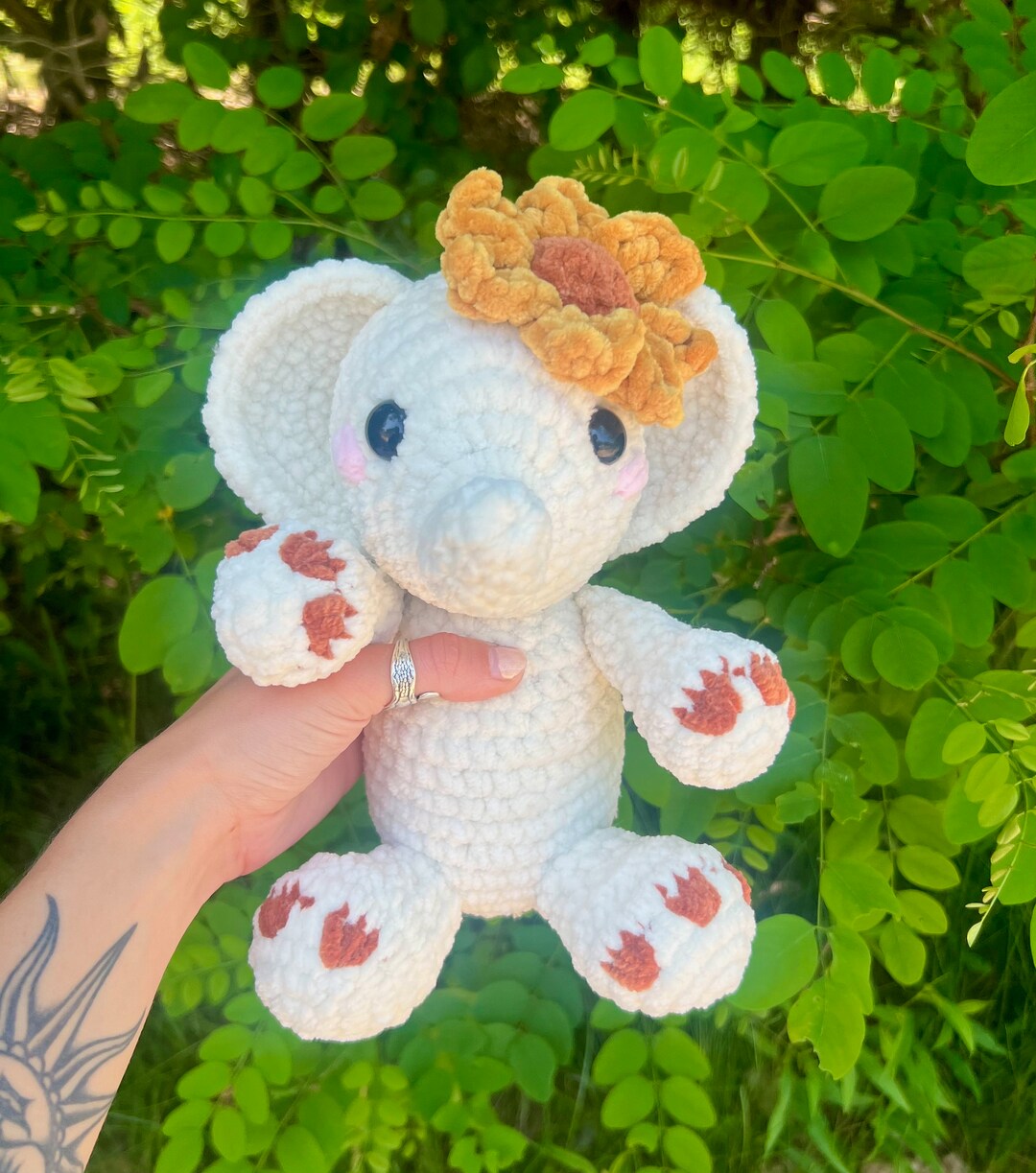 Sunflower Elephant in Ivory Cute Super Soft Daisy Elephant Plushie ...