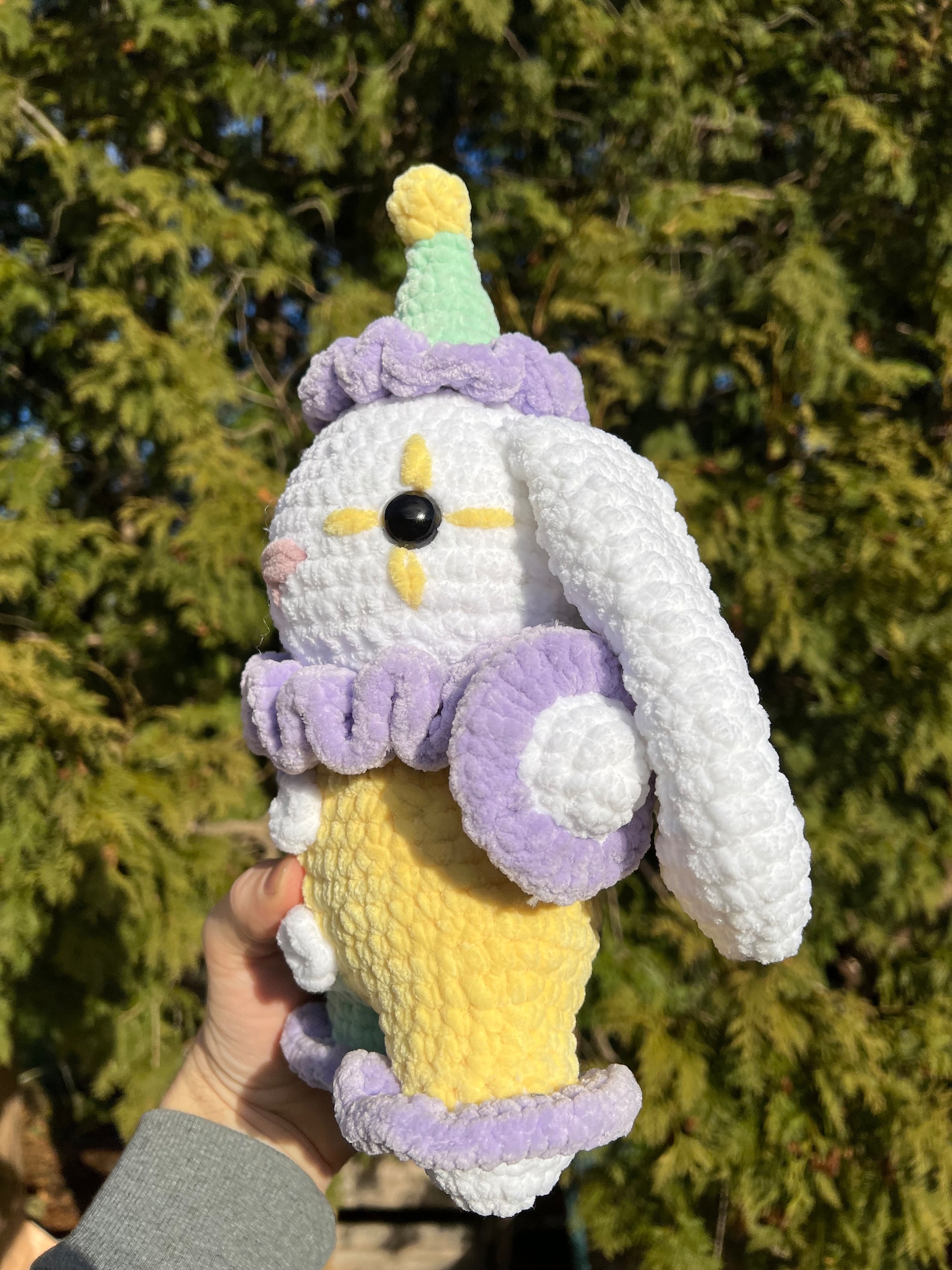 Bunny in Jester Outfit Medium Size Plushie Cone Hat Jester Bunny Super ...