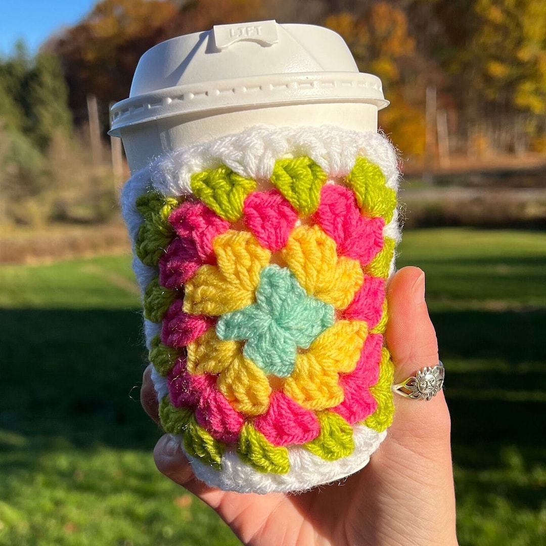 Crochet Granny Square Cup Cozy - Crochet Cup Sweater - Etsy