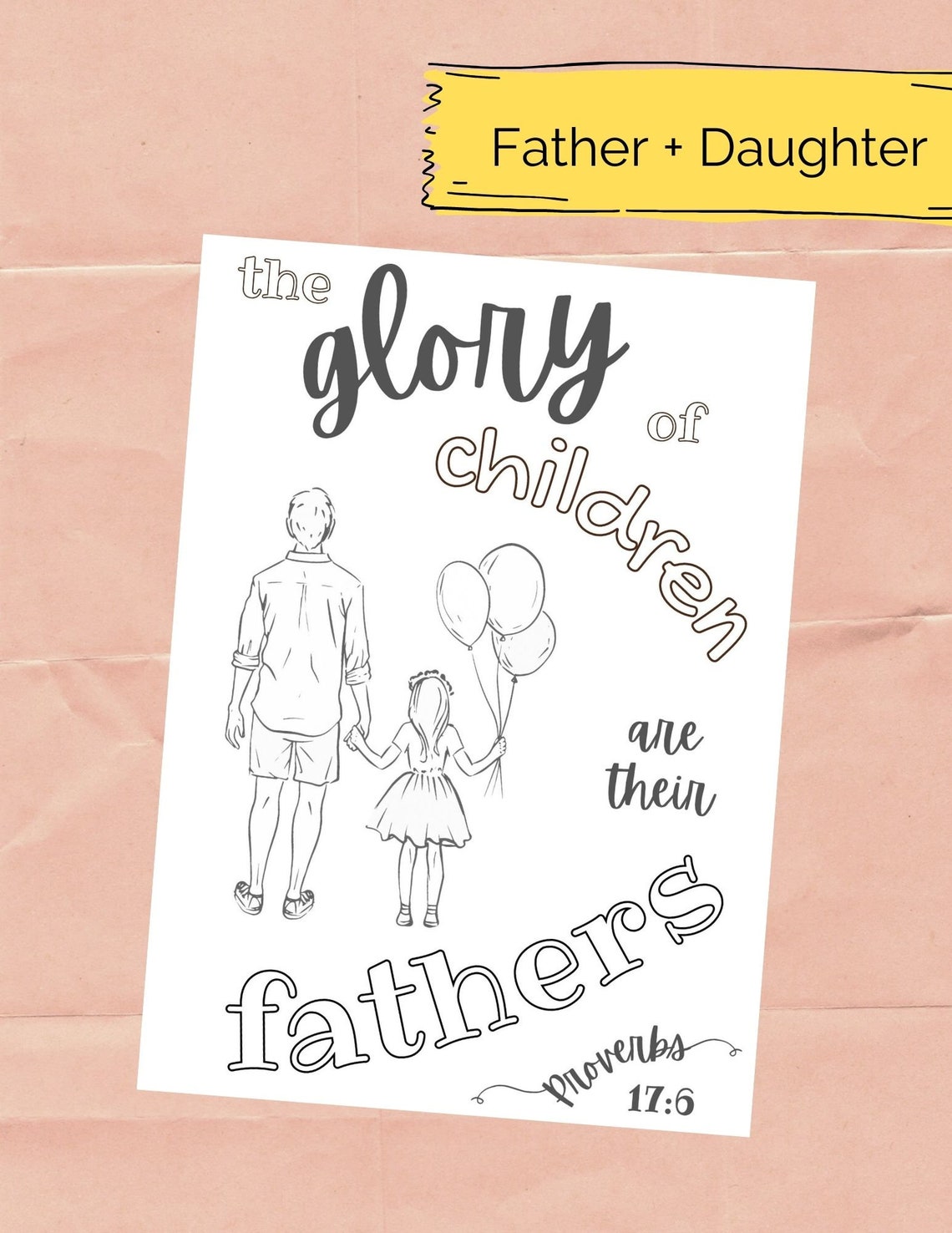 Father's Day Christian Coloring Pages | Proverbs 17:6 KJV - Etsy