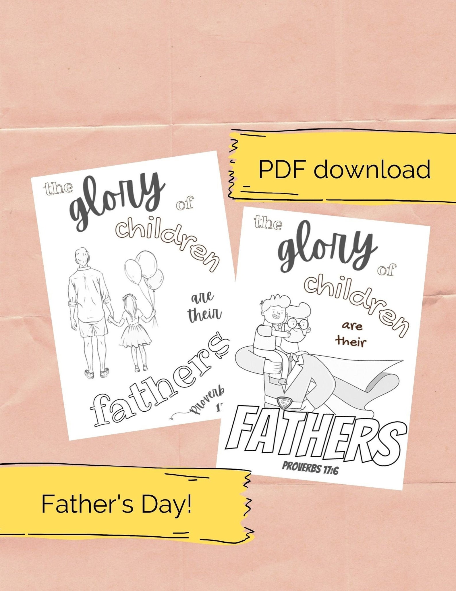 Father's Day Christian Coloring Pages | Proverbs 17:6 KJV - Etsy