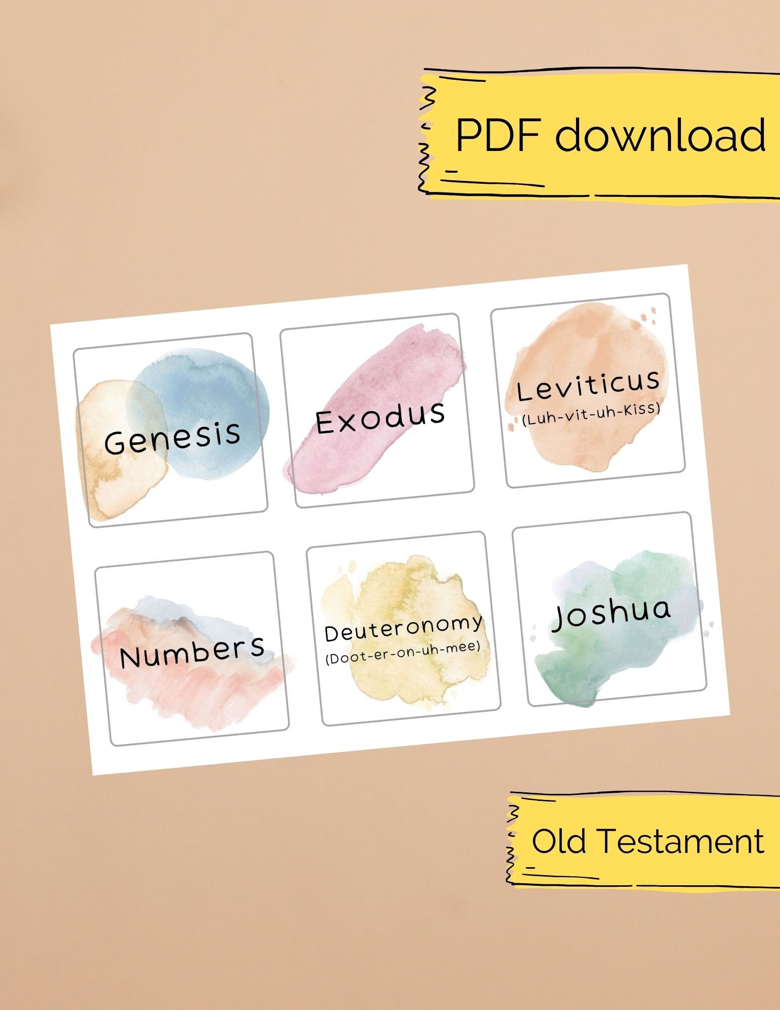 Watercolor Books of the Bible Flashcards - Etsy