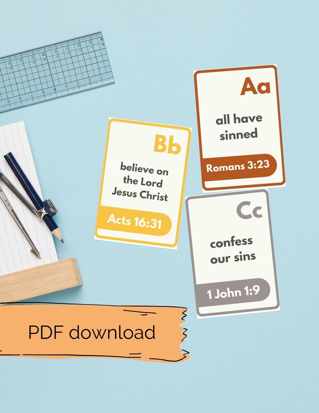 KJV Bible Memory Alphabet Flashcards - Etsy