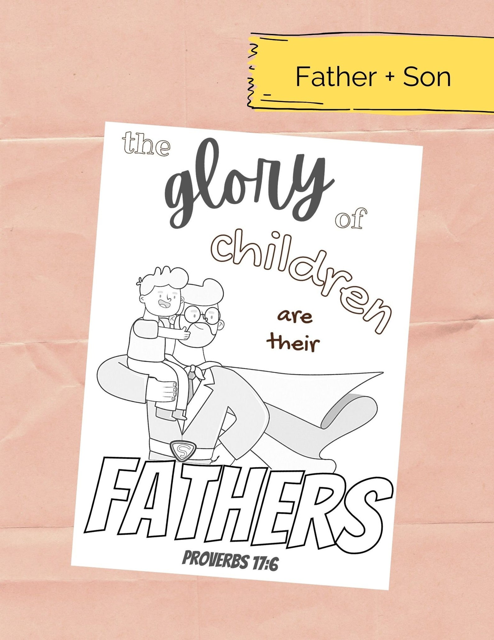 Father's Day Christian Coloring Pages | Proverbs 17:6 KJV - Etsy