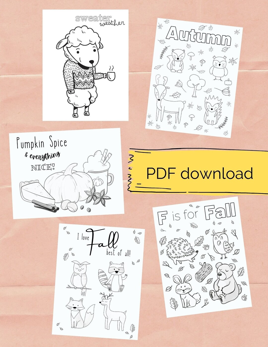 Fun Fall Sayings Coloring Pages - Etsy