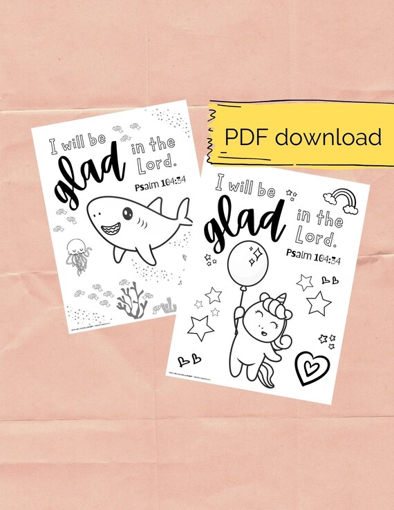 Psalm 104:34 KJV Unicorn Shark Coloring Pages - Etsy