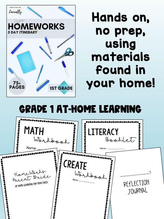 Homeworks Grade 1: 1 Week Program - Etsy