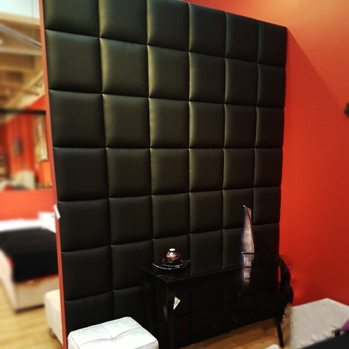 Black 100% Genuine Leather Square Upholstered Wall Panel | Etsy UK