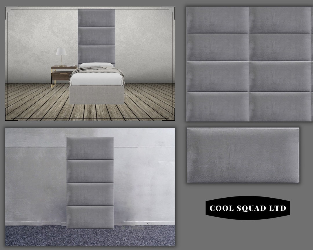 Single Bed 91cm X 117cm Upholstered Headboard / Panels Light Grey 100% ...
