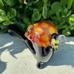 TOBACCO GLASS 6” Honeycomb Sherlock Glass Pipe With Bumblebee Critter ...
