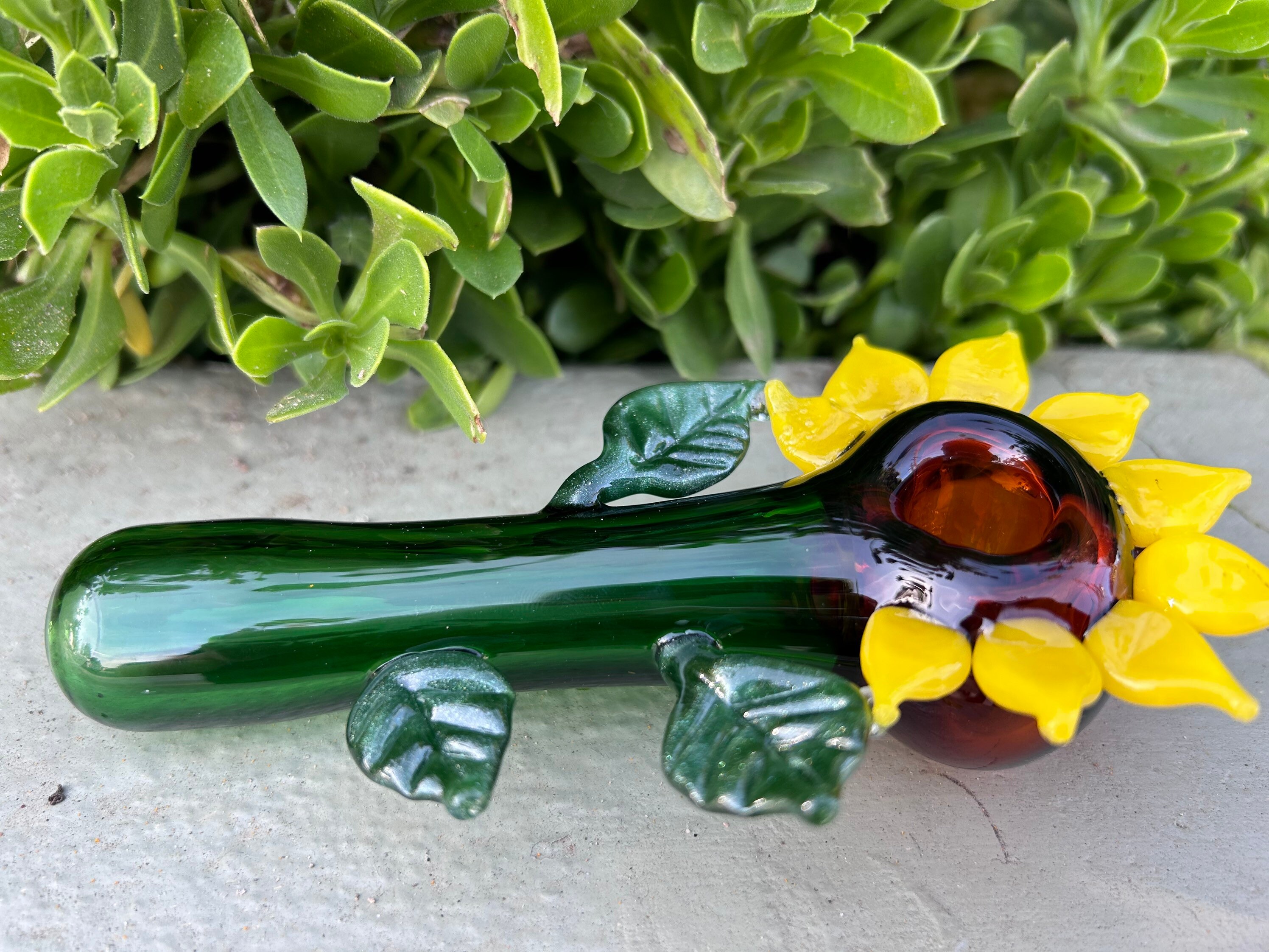TOBACCO GLASS 5” Sunflower Glass Pipe (handmade) - Etsy