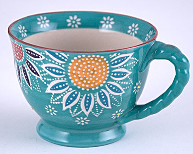 Handpainted Floral Pattern Design Quality Stoneware Coffee Tea Latte ...