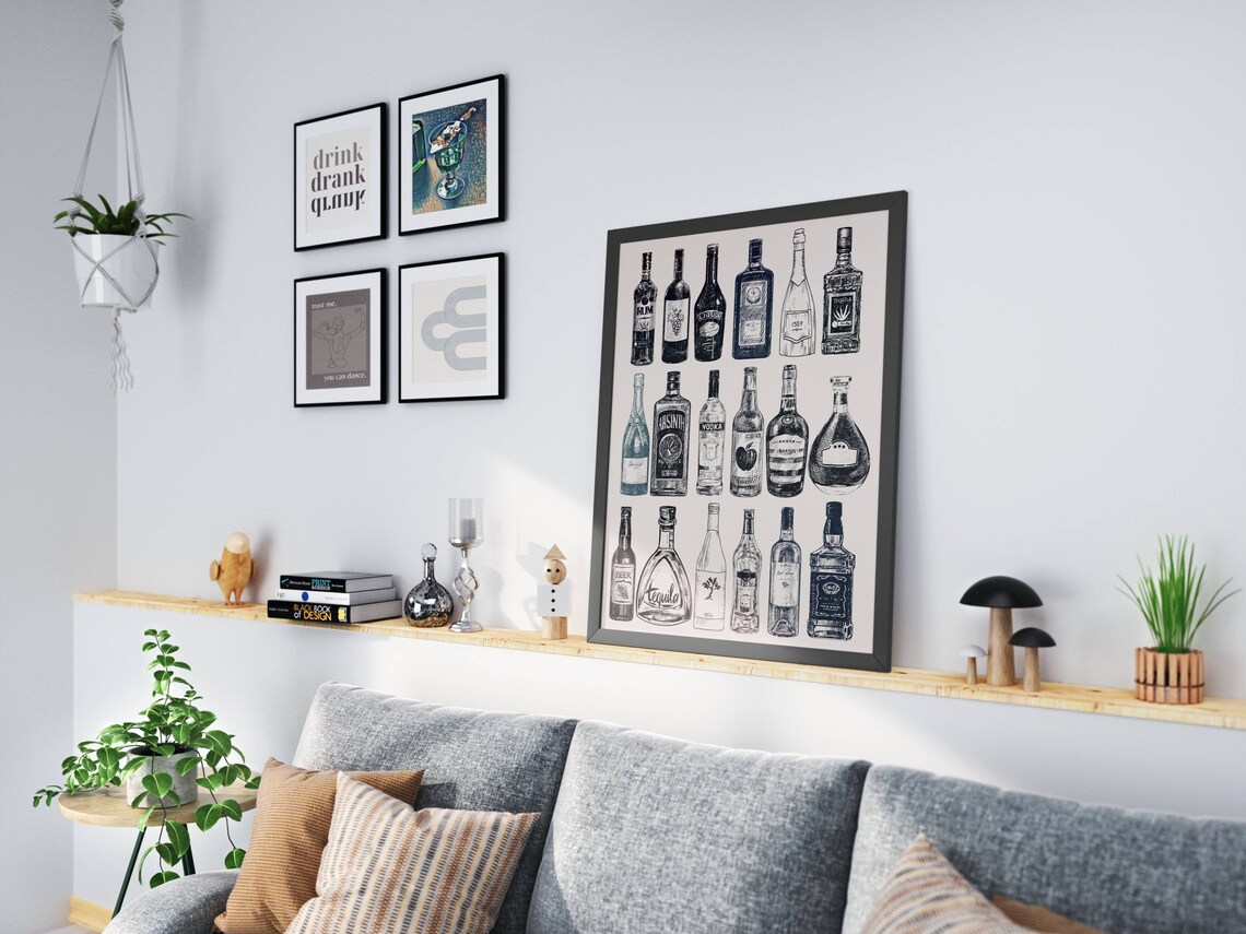 Printable Bar Wall Art | Bar Art Gallery Wall Prints | Bar Cart Vintage ...