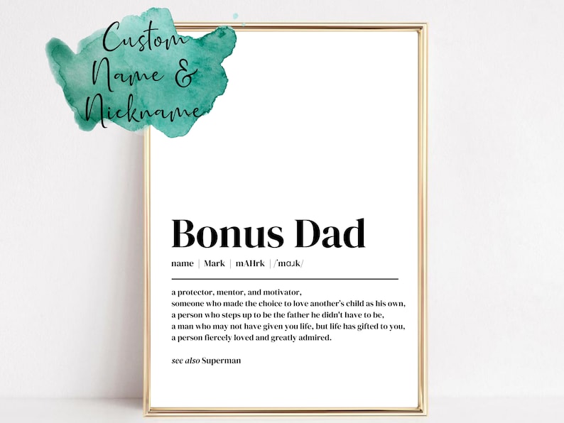 Personalized Bonus Dad Dictionary Print | Printable Father’s Day | Gift ...