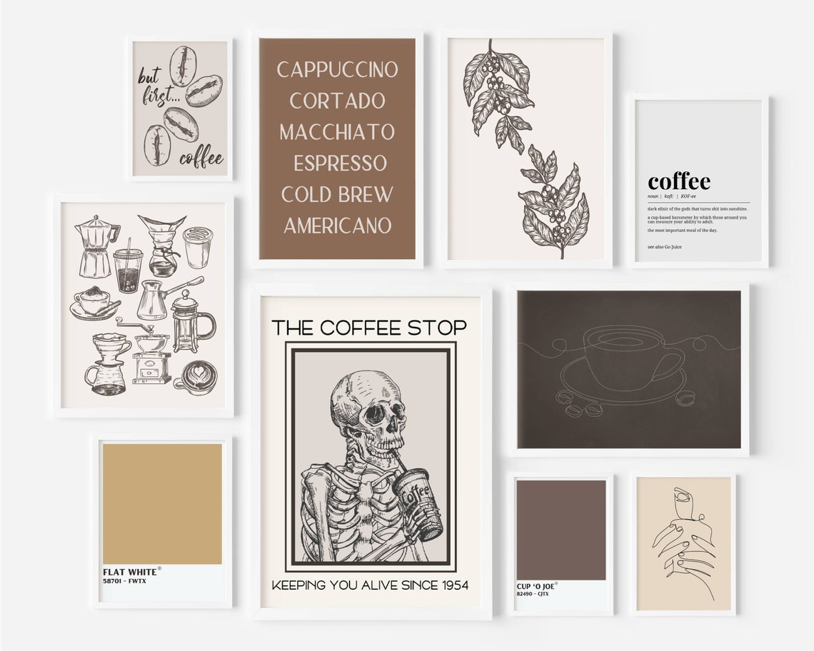 Printable Home Coffee Bar Wall Decor, Art Bundle SET of 10 Wall Art ...