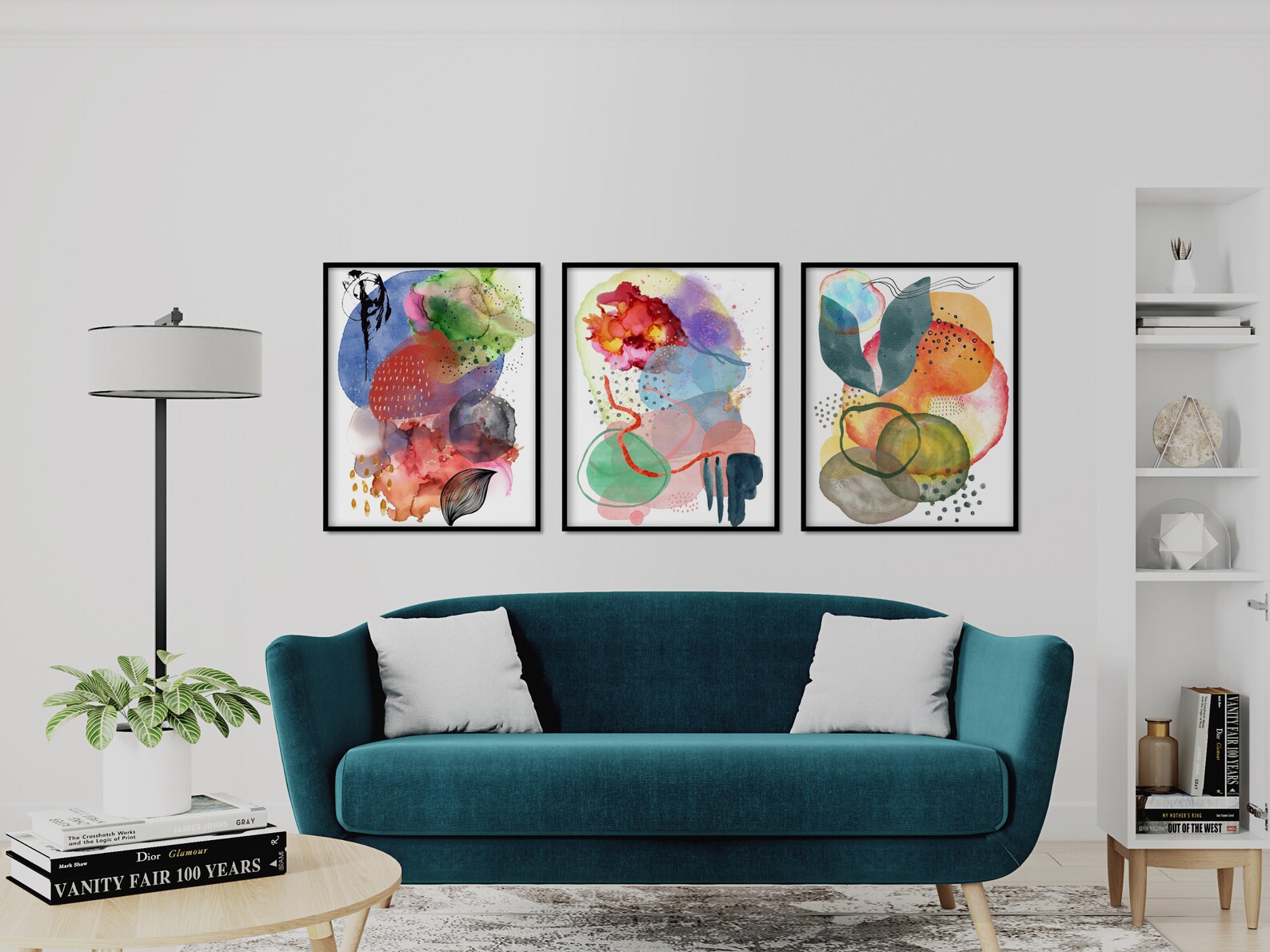 Printable Maximalist Abstract Wall Art Watercolor Pastel - Etsy