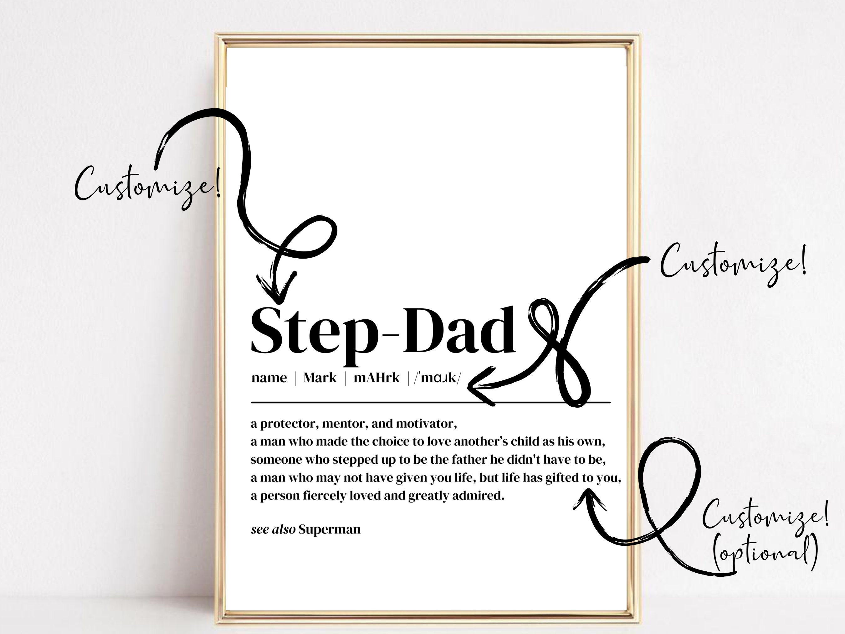 Personalized Bonus Dad Dictionary Print Printable Fathers Day | Etsy