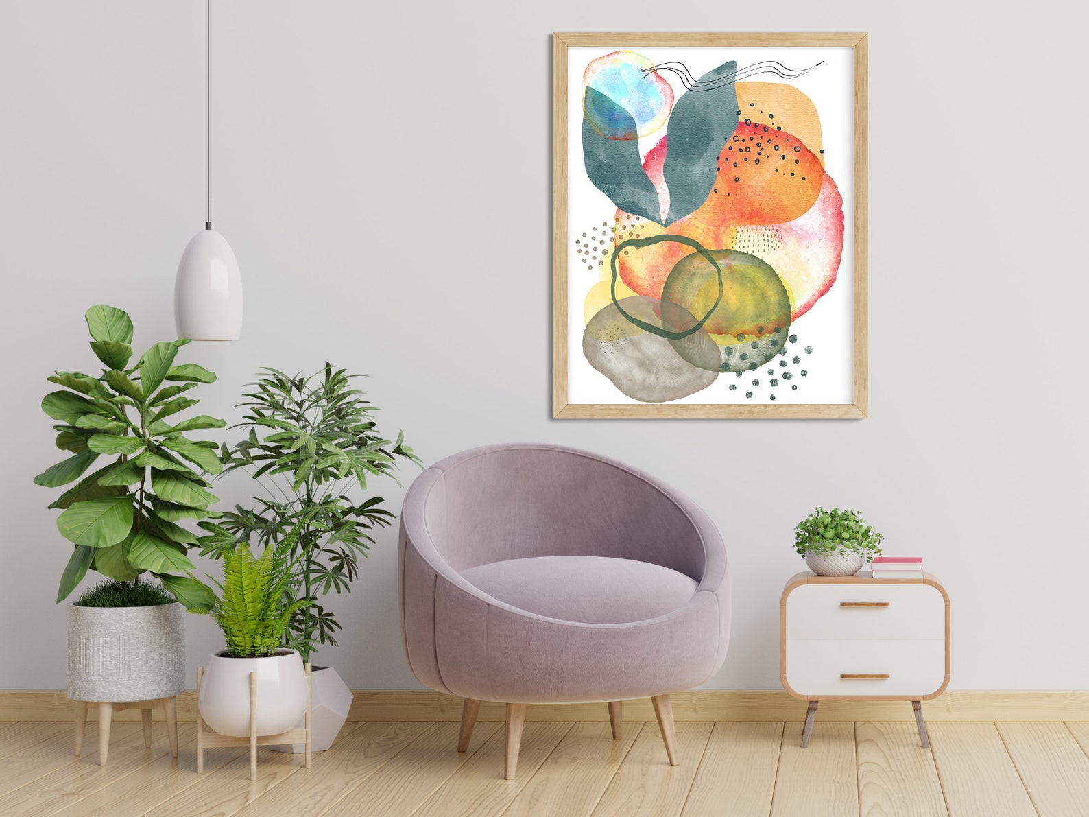 Printable Maximalist Abstract Wall Art Watercolor Pastel - Etsy